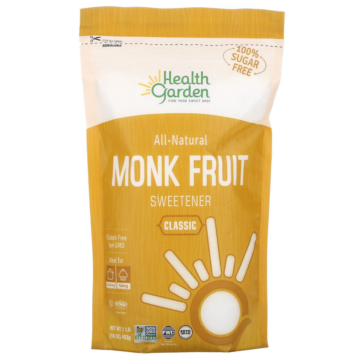 HEALTH GARDEN-MONK FRUIT CLASSIC 1 LB - AZUCAR FRUTO DEL MONJE CLASICA ...