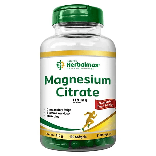 HERBALMAX- CITRATO DE MAGNESIO 350MG 100 SOFTGELS - Planeta Orgánico