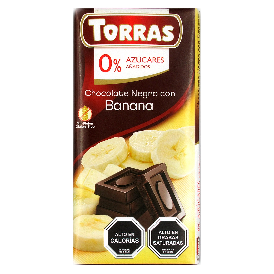 TORRAS- CHOCOLATE NEGRO CON BANANA SIN AZUCAR - Planeta Orgánico